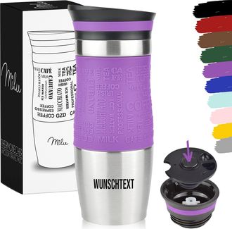 Milu Thermobecher 370ml mit Gravur - als Geschenk-Idee Ostern, Vatertag, Muttertag, Weihnachten, Einschulung, Liebesgeschenk, Geburtstag, Frauen und Männer