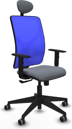 Piqueras y Crespo Call Center Stuhl mit 1D-Armlehnen, h&ouml;henverstellbarer Lendenwirbelst&uuml;tze und festem Kopfteil, ausgestattet mit 3 Positionen und Schneideschaum, Blau/