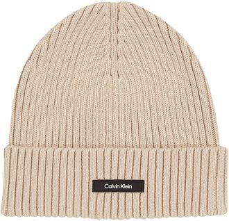 Calvin Klein Herren Strickm&uuml;tze Classic Cotton Rib Beanie aus Baumwolle