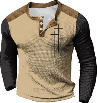 Generic Pull pour homme - Pull pour homme - Mode d&eacute;contract&eacute; - Confortable - Couleur unie - Manches longues - Col montant, kaki, XXL