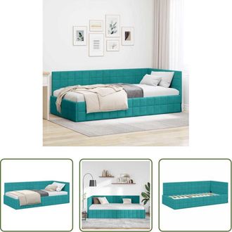 vidaXL vidaXL Ecksofa - Eckbettgestell mit Kopfteil T&uuml;rkis 90 cm x 190 cm Samt