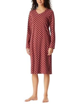 Schiesser Damen Nachthemd Langarm Weiche Baumwolle Bigshirt mit Taschen-Nightwear Chemise de Nuit, Bourgogne_181985, 52 Femmes