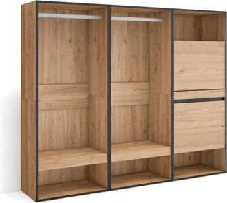 Skraut Home Offener Kleiderschrank, Kleidung, Schuhe, 180x145x35 cm, Für Schlafzimmer, Zimmer, Schuhschrank, Moderner Stil, Zementgrau - Skraut Home