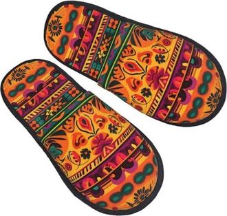 Generic Chaussons Art Populaire Mexicain Boho Lavables Pantoufles Anti Odeur Slippers Pour DIntérieur La Maison Unisex M