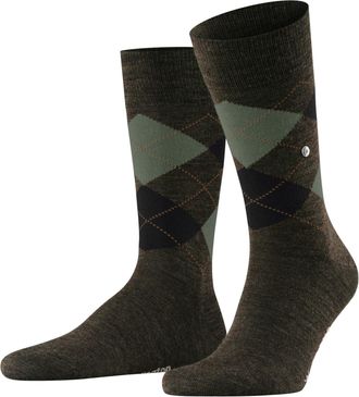 Burlington Herren Socken Edinburgh Melange M So Wolle gemustert 1 Paar, Grün Jade Cream 7185, 40-46