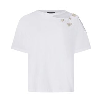 Liu Jo T-Shirt mit Schmuckstickerei - - Tops - Damen - Wei&szlig; - XS