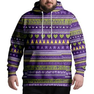 Generic Sweat &agrave; capuche de No&euml;l pour homme - Imprim&eacute; g&eacute;om&eacute;trique - Surdimensionn&eacute; - Pour lautomne et lhiver, Motif de No&euml;l violet, XXL