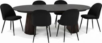 ebuy24 Tokyo Essgruppe Esstisch (Schwarz Esstisch + Schwarzem Velours)