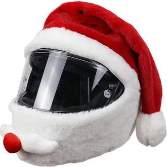 Generico Weihnachtshelm, lustiges Weihnachtszubeh&ouml;r f&uuml;r Spazierg&auml;nge, Integralhelm-Abdeckung mit Weihnachtsmannm&uuml;tze, f&uuml;r Motorrad, Winter, Frauen und M&auml;nner