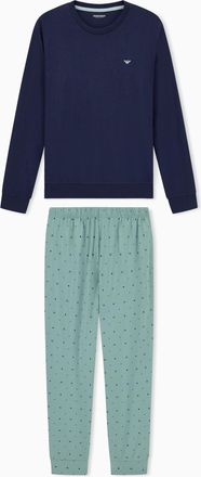 Emporio Armani Herren Classic Pattern Pajamas Set Pyjamaset, blau, L