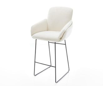 DELIFE Barstuhl Luan-Flex Boucl&eacute; Soft Beige Kufengestell Metall Schwarz, Barst&uuml;hle