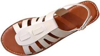 Generic Sandales plates d&eacute;contract&eacute;es &agrave; bout ouvert pour femme - Couleur unie - Respirantes - Tendance - Polyvalentes - Antid&eacute;rapantes - Confortables - Sandal