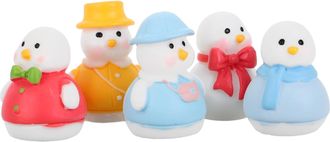 Cabilock 5 St&uuml;ck Schneemann Enten Figuren aus Kunstharz Kleiner Weihnachtsdeko f&uuml;r Mikrolandschaften Tischornamente als Gastgeschenke zur Weihnachtsfeier