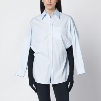 Maison Margiela Light blue cotton shirt with gloves