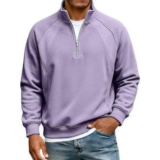 Generic DENGJIAMY Pull raglan &agrave; fermeture &eacute;clair quart de tour pour homme Grande taille Polo tendance d&eacute;contract&eacute; &agrave; manches longues Col Haut V&ecirc;tements de prin