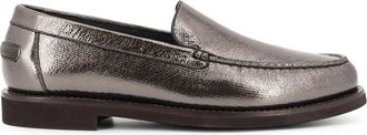 Brunello Cucinelli Femme, Chaussures, Gris, Taille: 40 EU Penny Laminated Leather Loafer