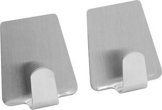 Fackelmann Fackelmann 61207 Klebehaken trapezf&ouml;rmig 5cm 2 St&uuml;ck aus Edelstahl, Silber, 5 x 4 x 2 cm