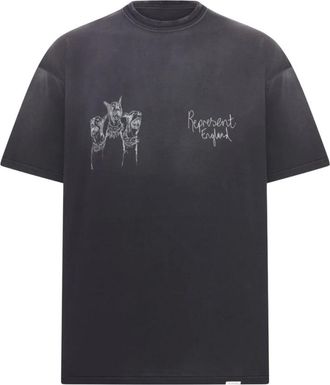 Represent Represent, Homme, Tops, Noir, Taille: S Camiseta MC Logo Doberman