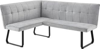 Byliving Eckbank TALEA/Webstoffbezug in hellgrau, Gestell in schwarz/Gro&szlig;e Eckbank L-Form, Langer Schenkel rechts, komfortable Nosaqfederung/Sitzbank/Essbank/M