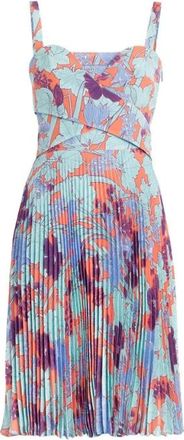 Roberto Cavalli Seidenkleid mit Plissee-Rock und &uuml;berkreuztem Oberteil - - Dresses - Damen - Mehrfarbig - XS