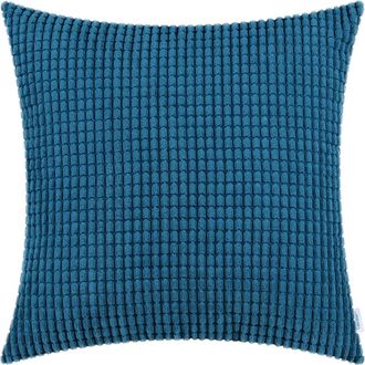 CaliTime Kissenbezüge Kissenhülle Kissenbezug Komfortable Supersoft Corduroy Corn Gestreift Beidseitig Dekokissenbezug 55cm x 55cm Deep Sea Blue