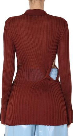 Bottega Veneta Ribbed Silk Sweater - Orange