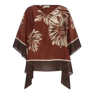 Brunello Cucinelli Seiden-Schal-Bluse - - Blouses & Shirts - Damen - Rot - S