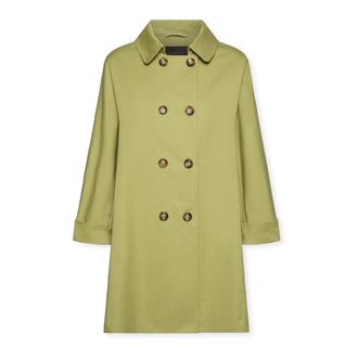 Elena Miro Doppelreihiger Gabardine-Trenchcoat - - Coats - Damen - Gr&uuml;n - 7XL