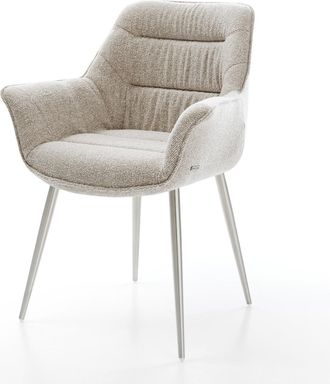 DELIFE Esszimmerstuhl Kaira-Flex Webstoff Soft Beige 4-Fu&szlig; konisch Edelstahl, Esszimmerst&uuml;hle