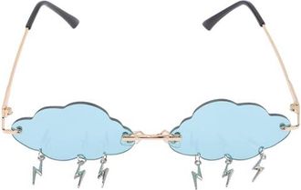 BESTONZON TOPPERFUN Lunettes de Soleil sans Monture en Polycarbonate Forme Nuage et &Eacute;clair Irr&eacute;guli&egrave;re Couleur Or et Verres Verts Accessoires de F&ecirc;te pour Soir&eacute;