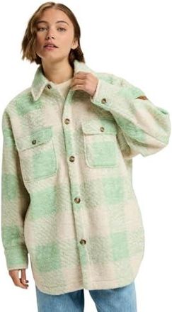 Roxy Over and Above - Check Plaid Polar Fleece Shirt Jacket for Women - Veste Polaire à Carreaux - Femme - L - Vert