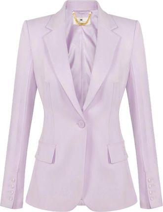 Elisabetta Franchi Femme, Vestes, Violet, Taille: 44 FR Blazer Double &Eacute;paisseur en Cr&ecirc;pe Stretch