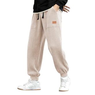 Generic Pantalon de jogging en velours c&ocirc;tel&eacute; pour homme - Pantalon cargo d&eacute;contract&eacute; avec taille &eacute;lastique et poches cordon de serrage, coupe ample fusel&eacute;e p