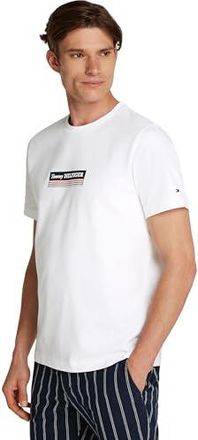 Tommy Hilfiger T-Shirt Manches Courtes Homme Box en Coton, Blanc (White), XL