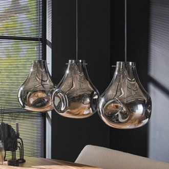 M&S Collection M&s - Suspension 3 lampes 115x28x150 cm en verre chromé