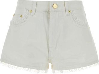 Ganni Femme, Shorts, Blanc, Taille: W27 Short en jean &agrave; bordure en dentelle