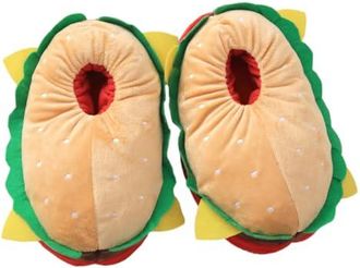 BESPORTBLE Pantoufles Burger dHiver Pantoufles en Peluche Antidérapants Semelle Épaisse Maintien des Pieds au Chaud pour Hommes et Femmes Usage Intérieur Maison