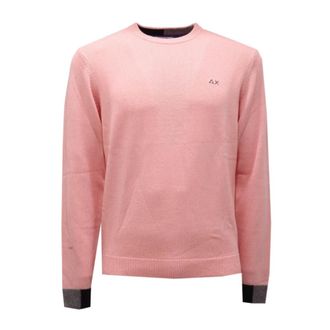 Sun 68 Rund Pullover Uni Rippstrick - - Knitwear - Herren - Rosa - XL