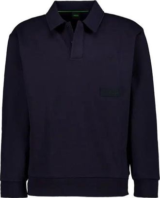HUGO BOSS Herren Pullover blau Baumwolle unifarben