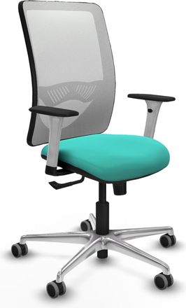 Piqueras y Crespo Stuhl mit R&uuml;ckenlehne Zulema mit wei&szlig;en und schwarzen Armlehnen, h&ouml;henverstellbare Lendenwirbelst&uuml;tze, ausgestattet mit Sincro 3 Positionen und Schnei