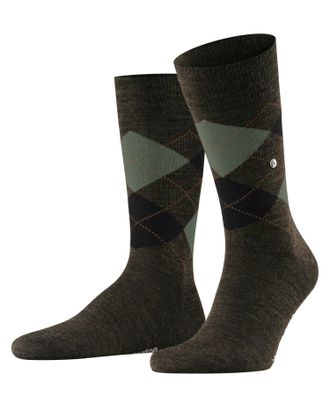 Burlington Herren Socken Edinburgh Melange M So Wolle gemustert 1 Paar, Gr&uuml;n Jade Cream 7185, 40-46