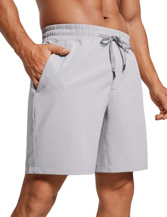 CRZ YOGA Herren Sports Shorts Schnelltrocknend Fitness Kurz Hose Laufshorts mit Taschen - 18cm Möwe Grau XXL