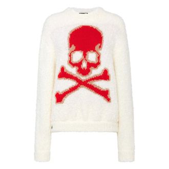 Philipp Plein Femme, Pulls, Blanc, Taille: 40 FR Pullover Skull&Bones