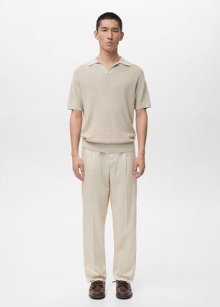 Mango Strukturiertes Baumwoll-Strickpolo beige - Herren - XXL - MANGO MAN