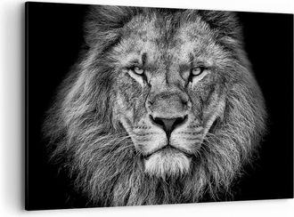 Arttor Bilder auf Leinwand 100x70cm Leinwandbild Porträt Löwe Schwarzweiß Groß Wanddeko Bild Schlafzimmer Küche Deko Wandbilder Dekoration Wohnzimmer Wall De
