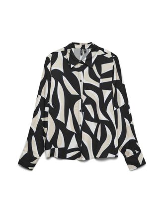 Vero Moda Damen Vmcindy Regina Ls Shirt WVN Ga, Black, X-Large