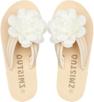 Generic Tongs élégantes pour femme - Avec fleurs - Sandales confortables et douces - Légères - Antidérapantes - Style bohème - Chaussures dété - Chaussures de