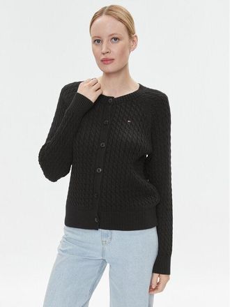 Tommy Hilfiger Strickjacke Co Mini WW0WW40265 Schwarz Regular Fit