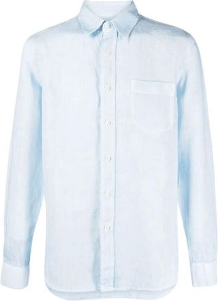 120% Lino Homme, Blouses et Chemises, Bleu, Taille: 4XL Chemise Coupe Classique en Lin