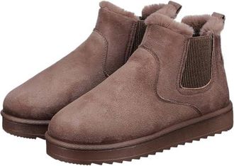 Holibanna FRCOLOR Bottines Courtes Femme Hiver Synthétique Chaudes Fourrées avec Semelle Antidérapante Confort pour Neige et Activités Extérieures Marron Foncé